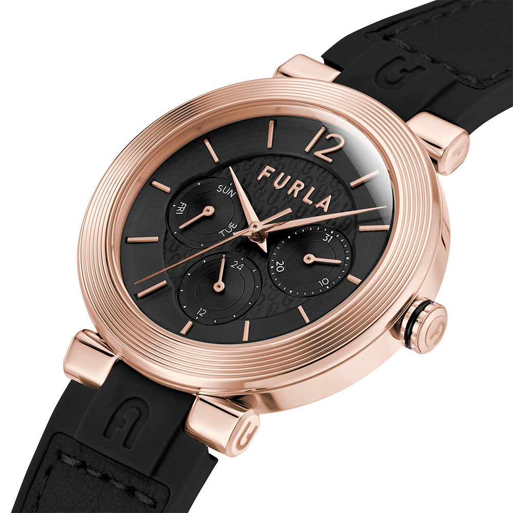 Furla Block WW00011002L3 Multifunction Black Leather Ladies Watch ...