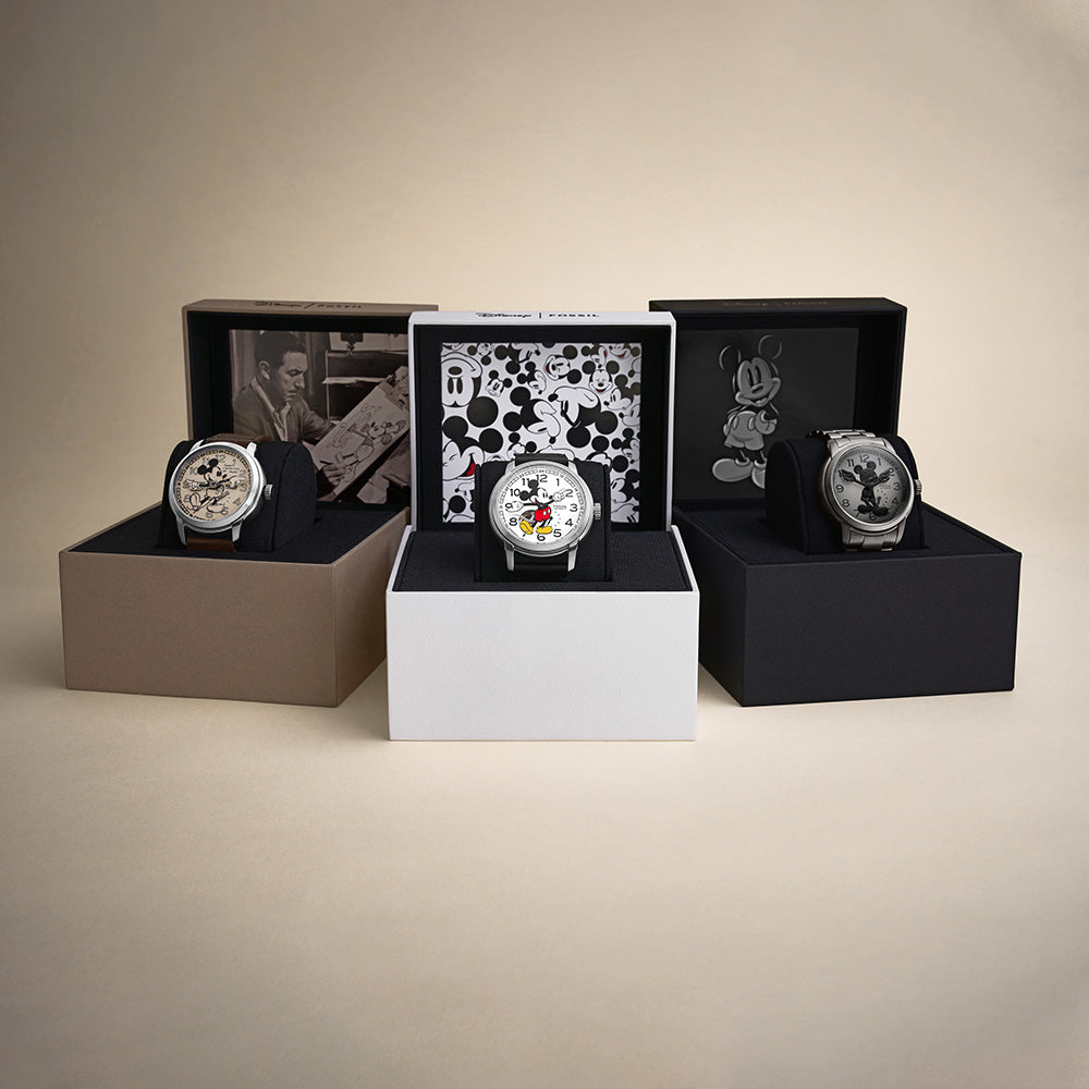 Fossil LE1186 Gunmetal Mickey Heritage Automatic 100th Disney Annivers ...